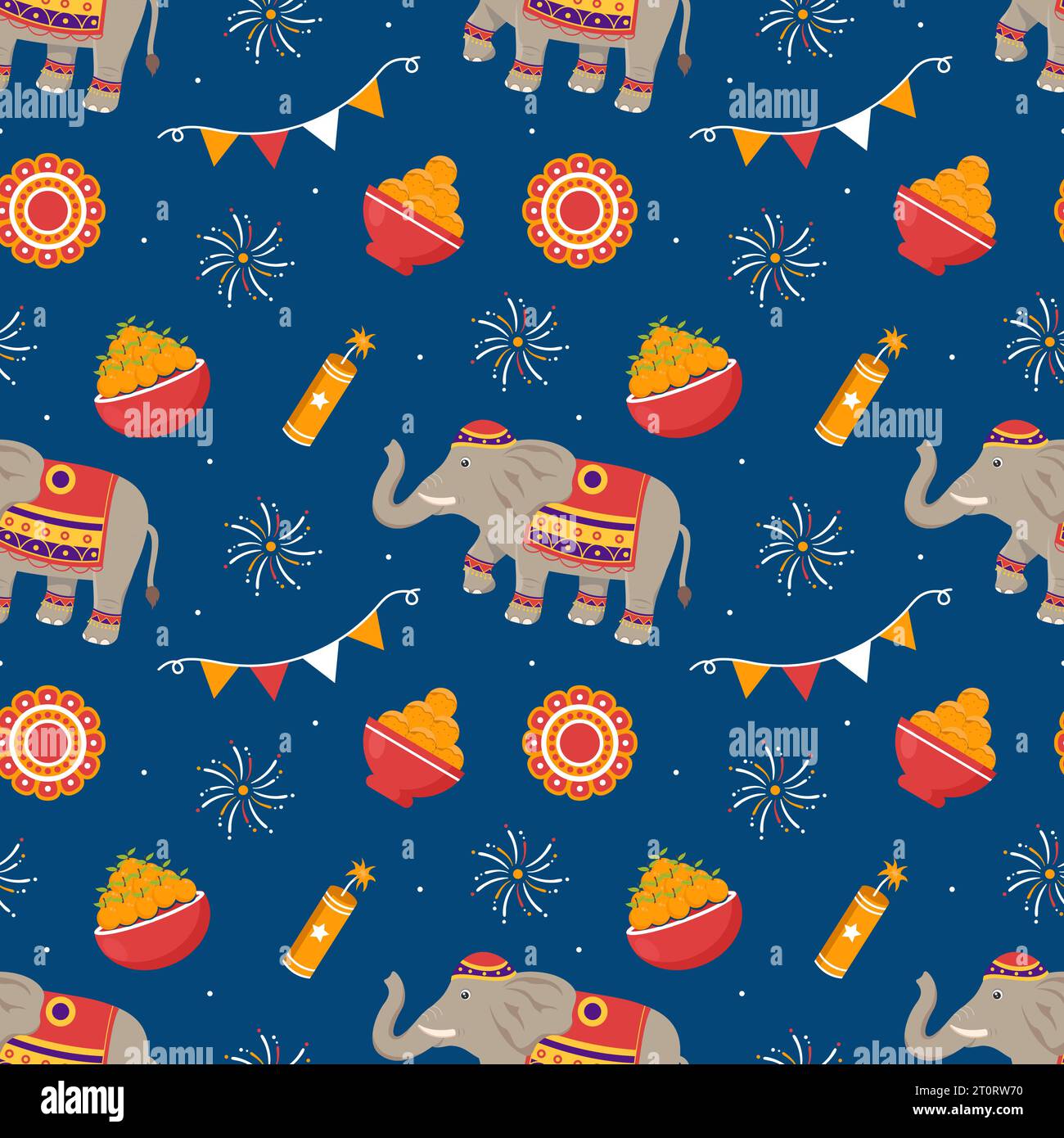 Happy Diwali Seamless Pattern Illustration Design with Light Festival ...