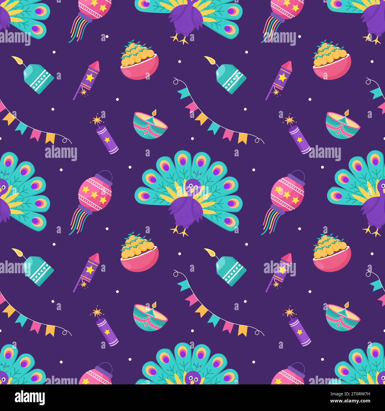 Happy Diwali Seamless Pattern Illustration Design with Light Festival ...