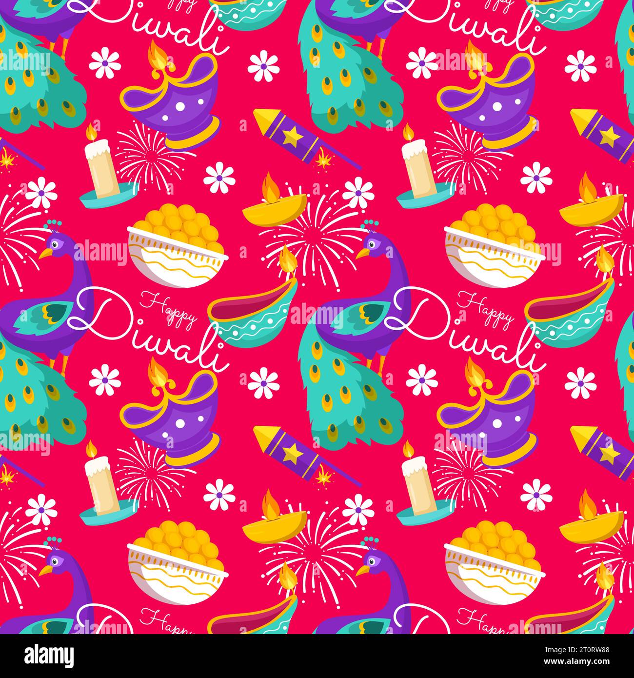 Happy Diwali Seamless Pattern Illustration Design with Light Festival ...