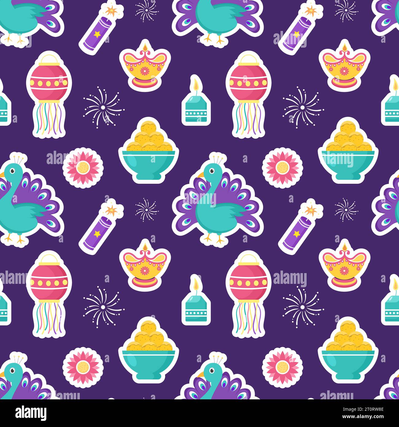 Happy Diwali Seamless Pattern Illustration Design with Light Festival ...