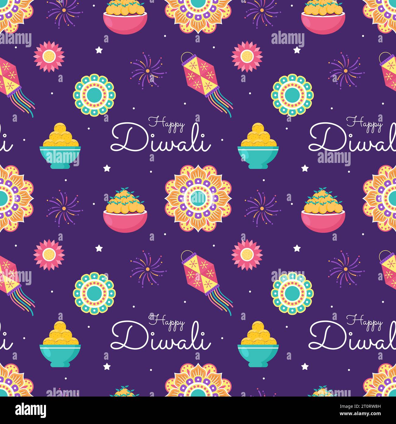Happy Diwali Seamless Pattern Illustration Design with Light Festival ...