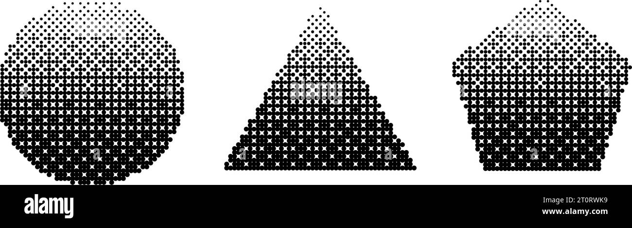 Geometric Shapes Bitmap Set Dither Gradient Forms Collection Circle Triangle Pentagon Design