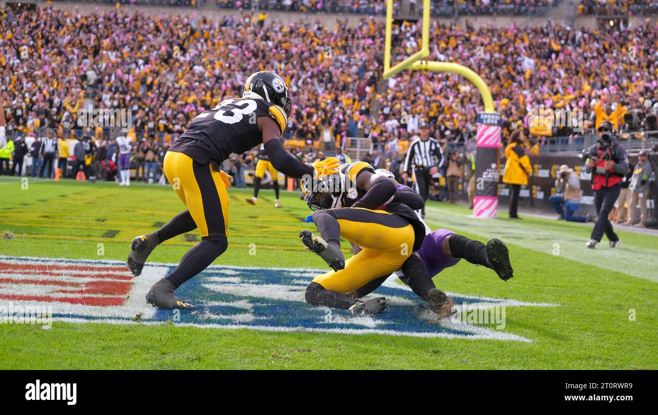 Pittsburgh, PA, USA. 08th Oct, 2023. Joey Porter Jr #24 interception ...