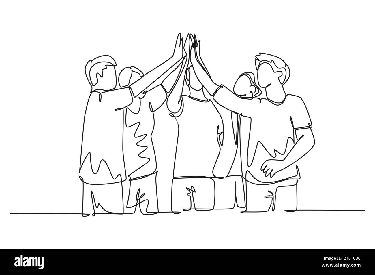 Single continuous line drawing group of man and woman celebrating their ...