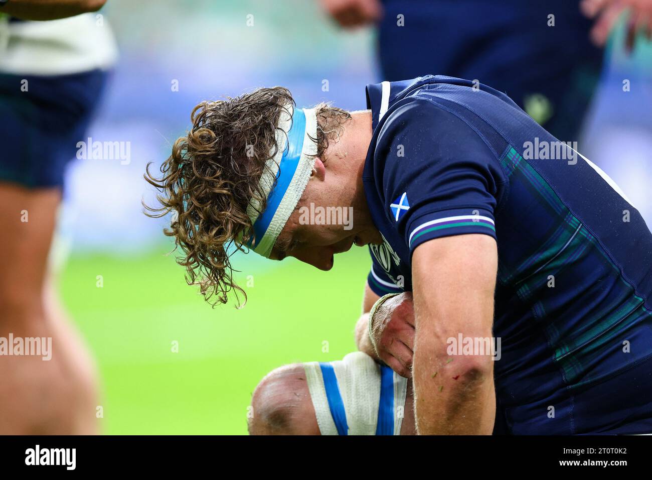 Saint Denis, France. 07th Oct, 2023. Jamie Ritchie #6 of Scotland is ...