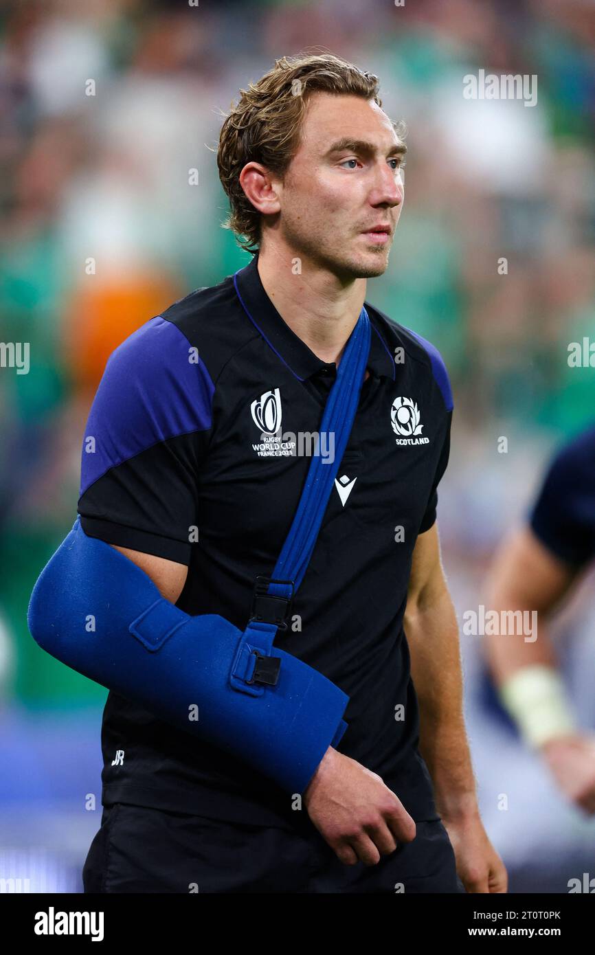 Saint Denis, France. 07th Oct, 2023. Jamie Ritchie #6 of Scotland is ...