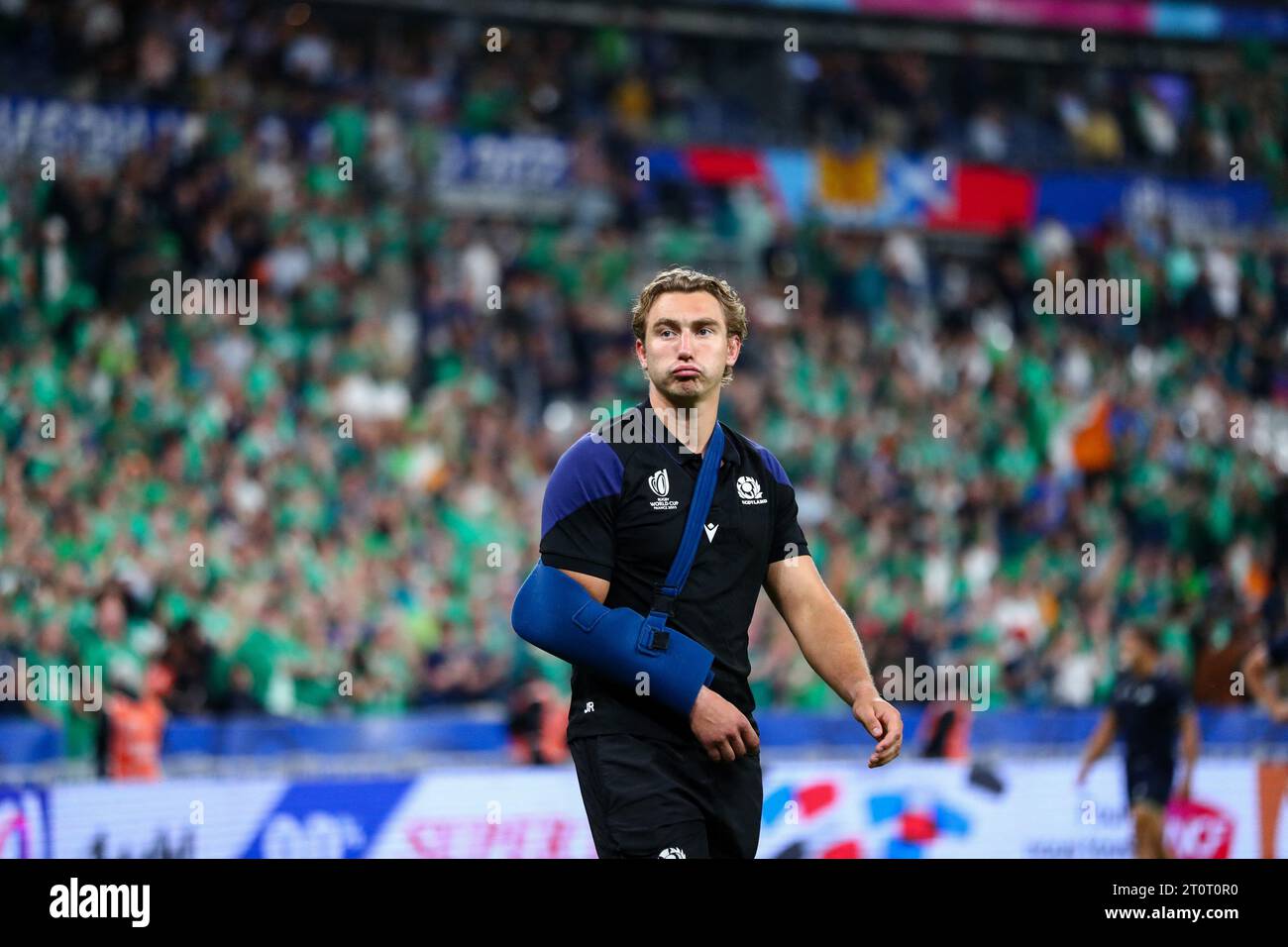 Saint Denis, France. 07th Oct, 2023. Jamie Ritchie #6 of Scotland is ...
