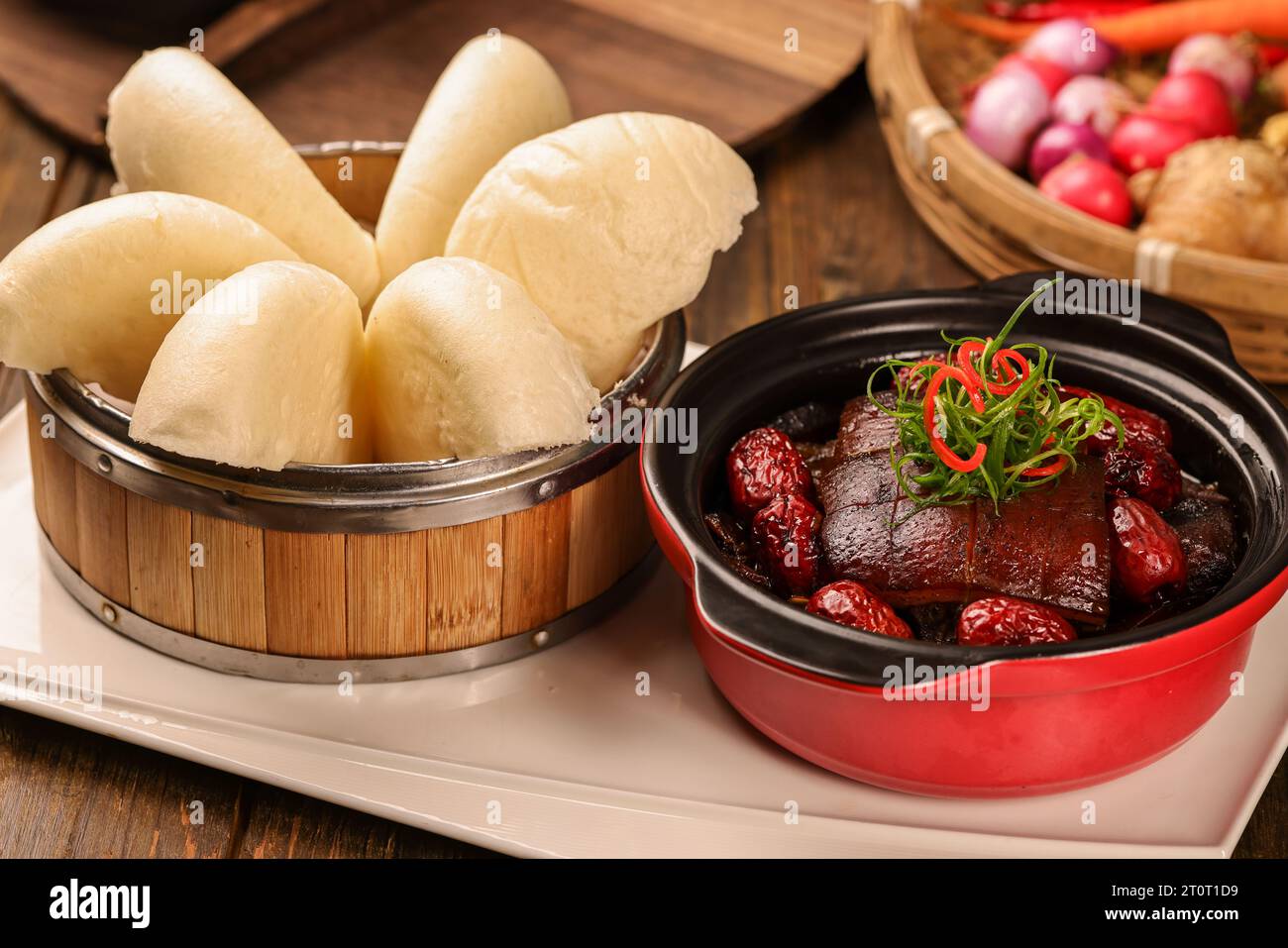 Hakka braised pork belly with mantou, dongpo pork,chinese cuisine Stock ...