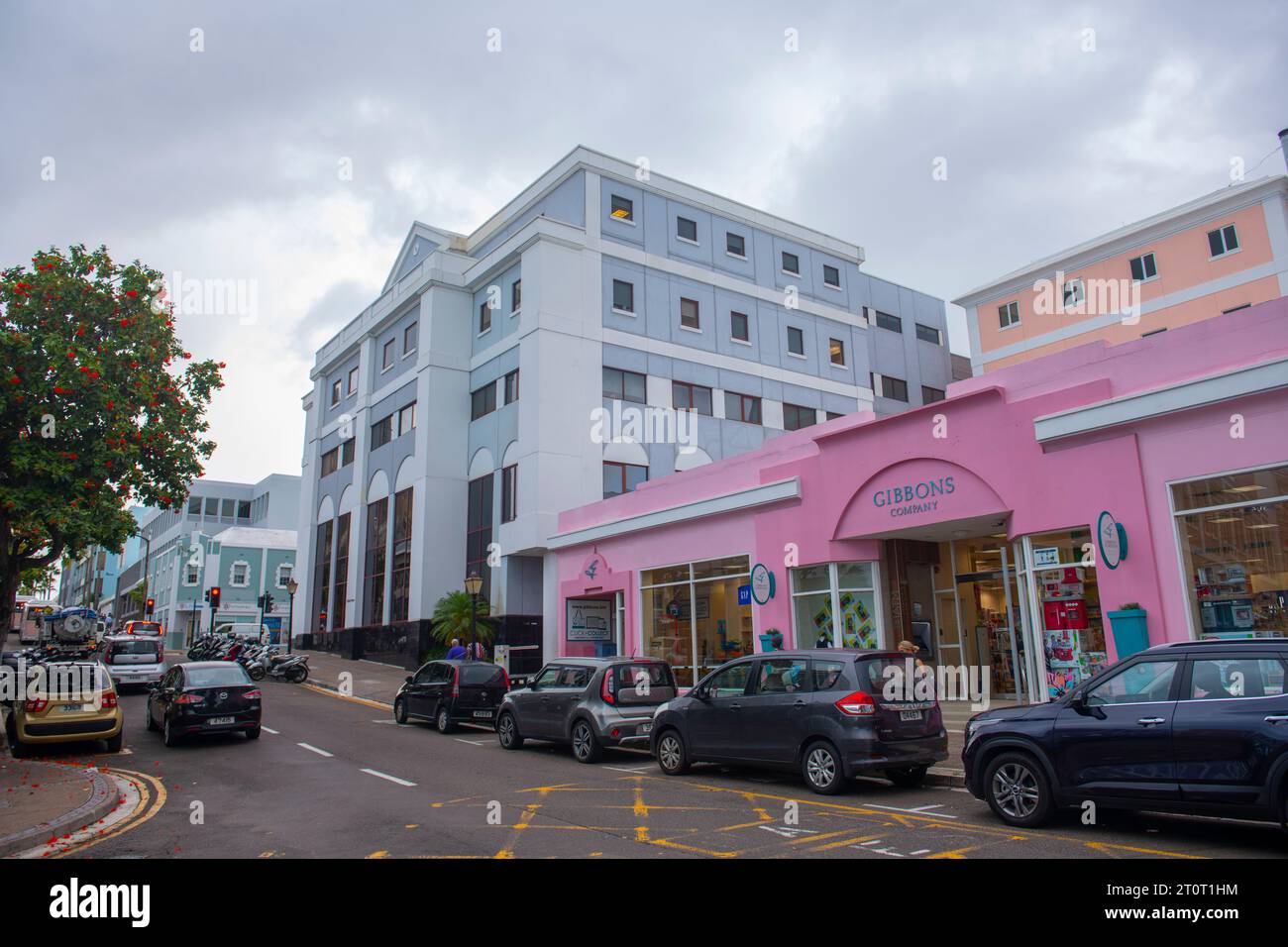 Church Street historic commercial buildings in Hamilton city center in ...
