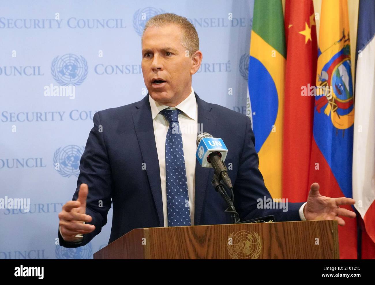 Israeli Ambassador to the United Nations Gilad Erdan speaks at the U.N ...