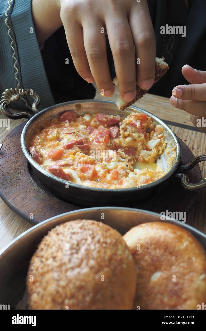 Turkish Menemen omelet in a frying pan Stock Photo - Alamy