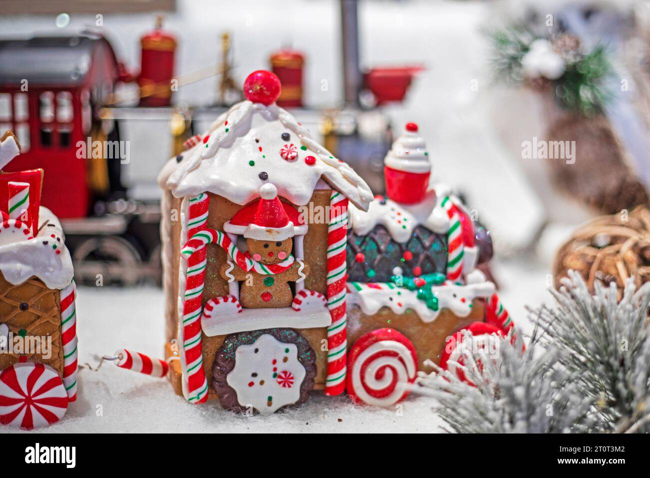 Christmas gingerbread with a train and Christmas figures Stock Photo ...