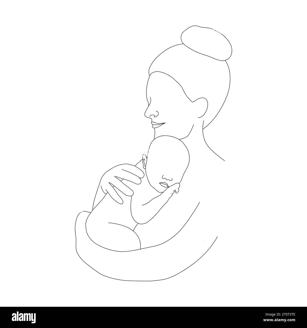 Newborn Baby And Mother Drawing