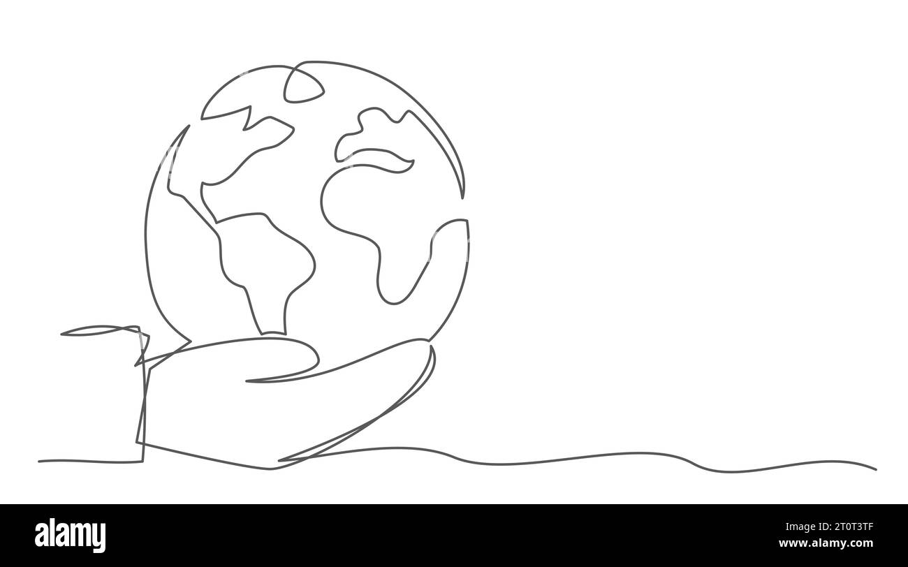 Ecology One line drawing isolated on white background Stock Vector ...