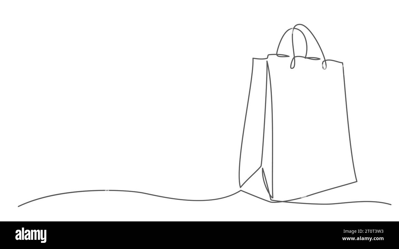 Shopping One line drawing isolated on white background Stock Vector ...