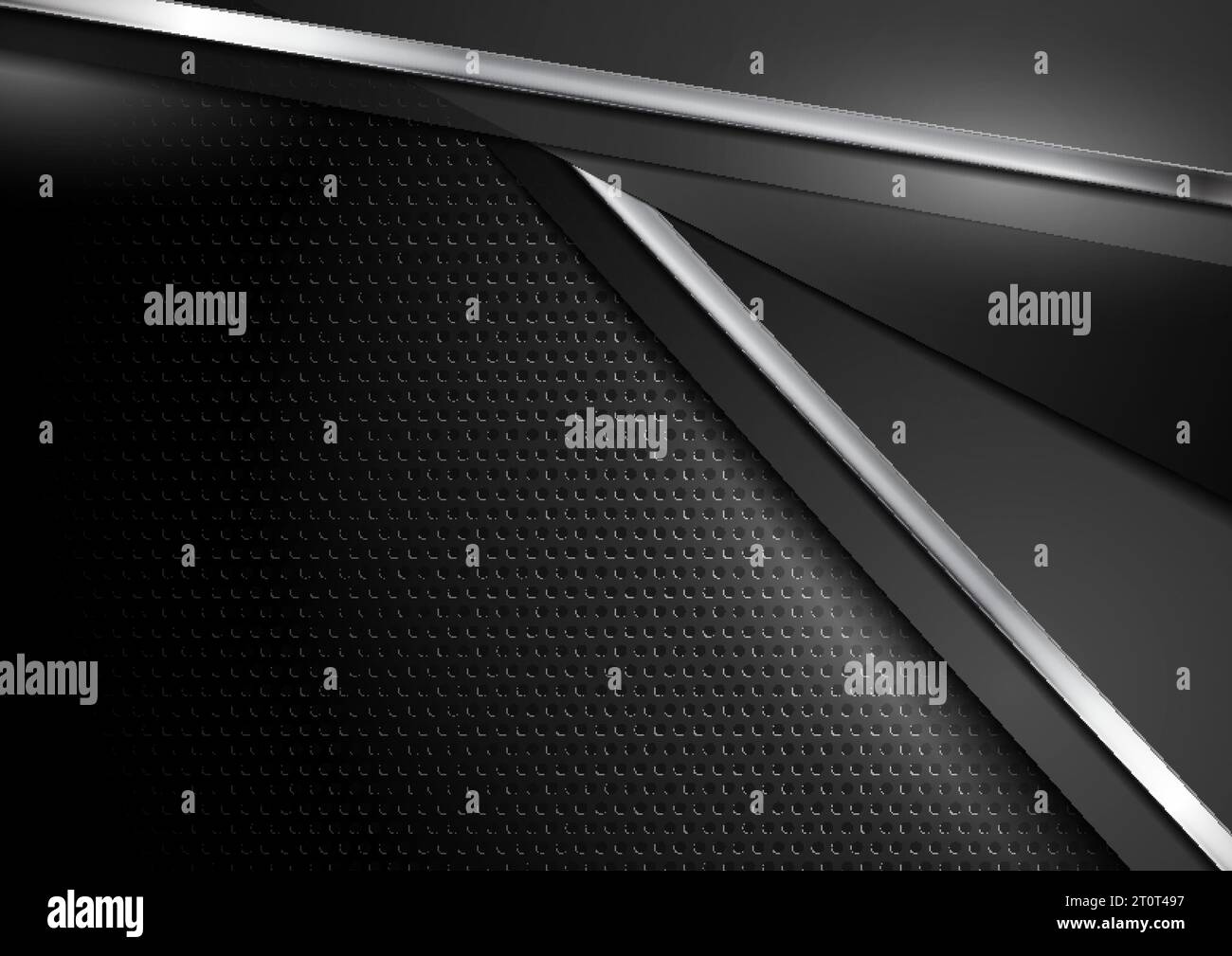 Silver metal stripes on dark perforated background vector concept ...