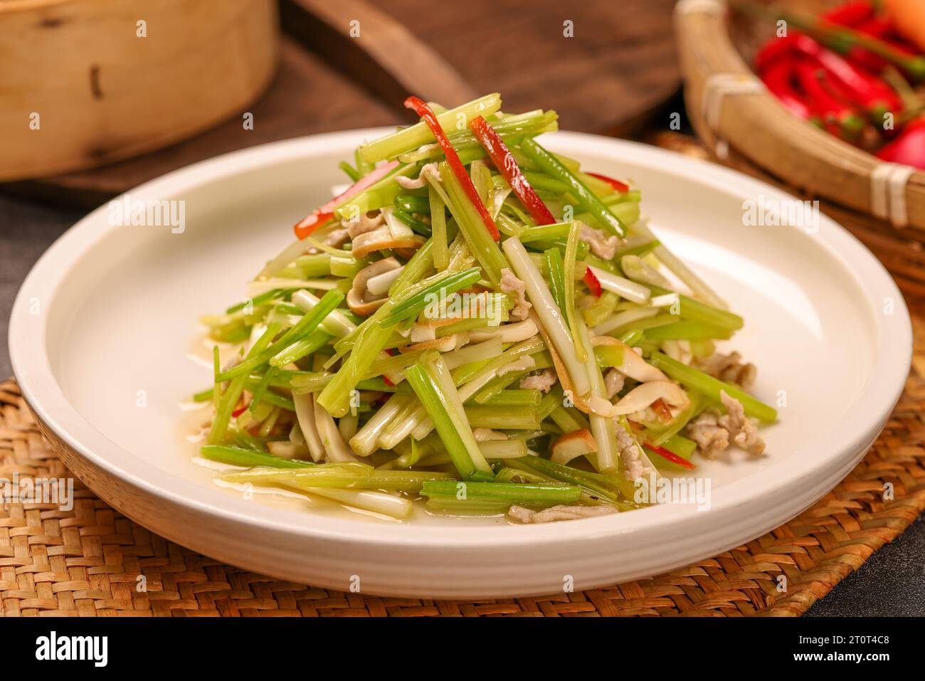 Sautéed（stir fried）Shredded pork with Celery Stock Photo - Alamy