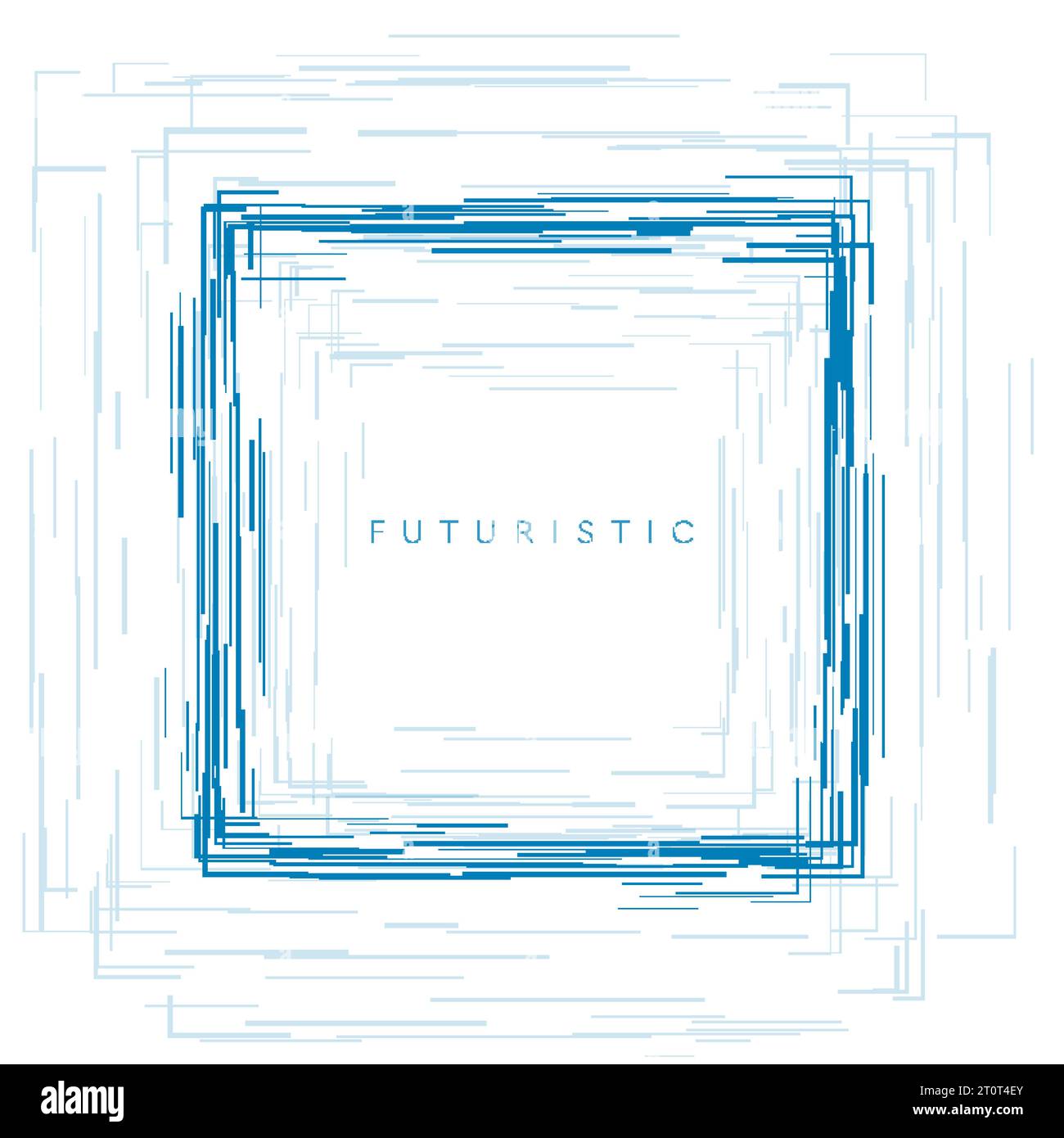 Blue square outline linear shape abstract futuristic tech background ...