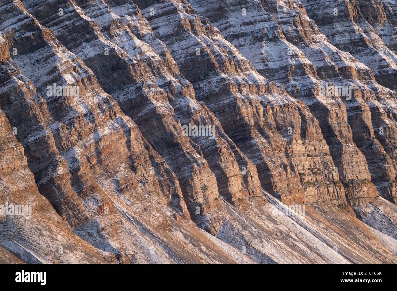Pyramiden, Norway. 27th Sep, 2023. Mountain slopes covered with snow ...