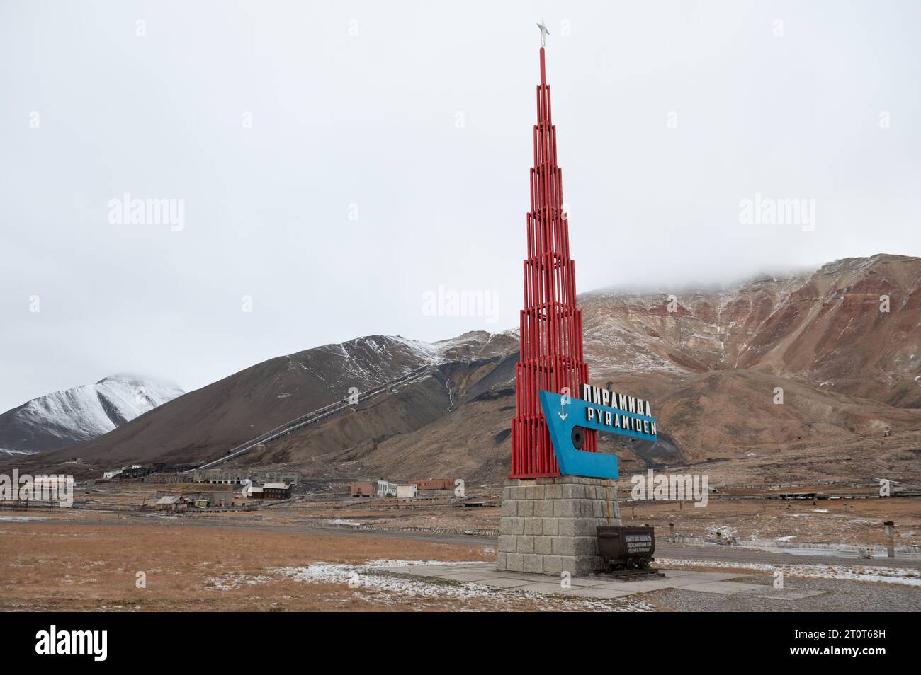 Pyramiden, Norway. 27th Sep, 2023. A stele with the inscription ...