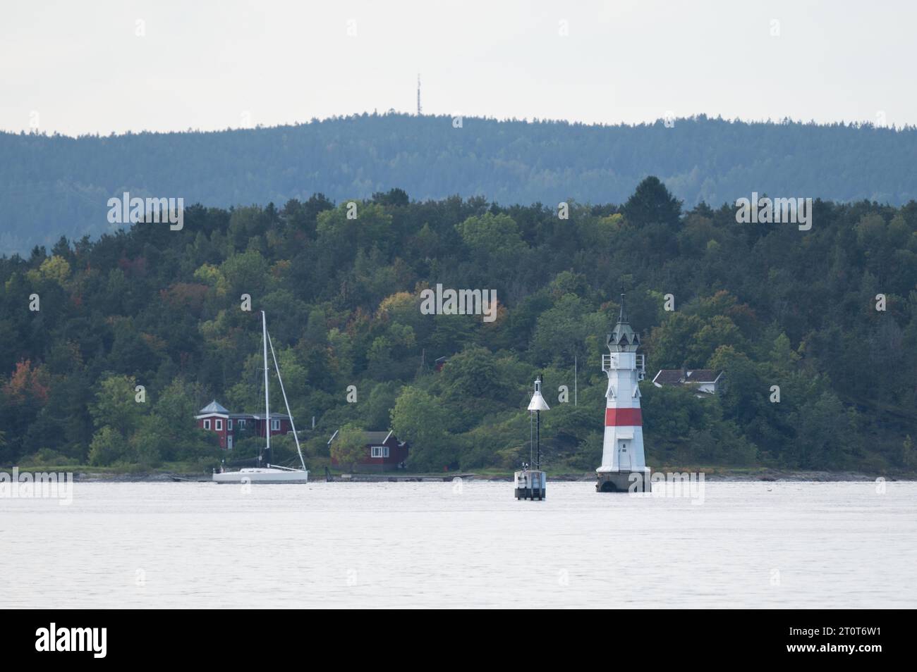 Oslo, Norway. 23rd Sep, 2023. A lighthouse in front of the island ...