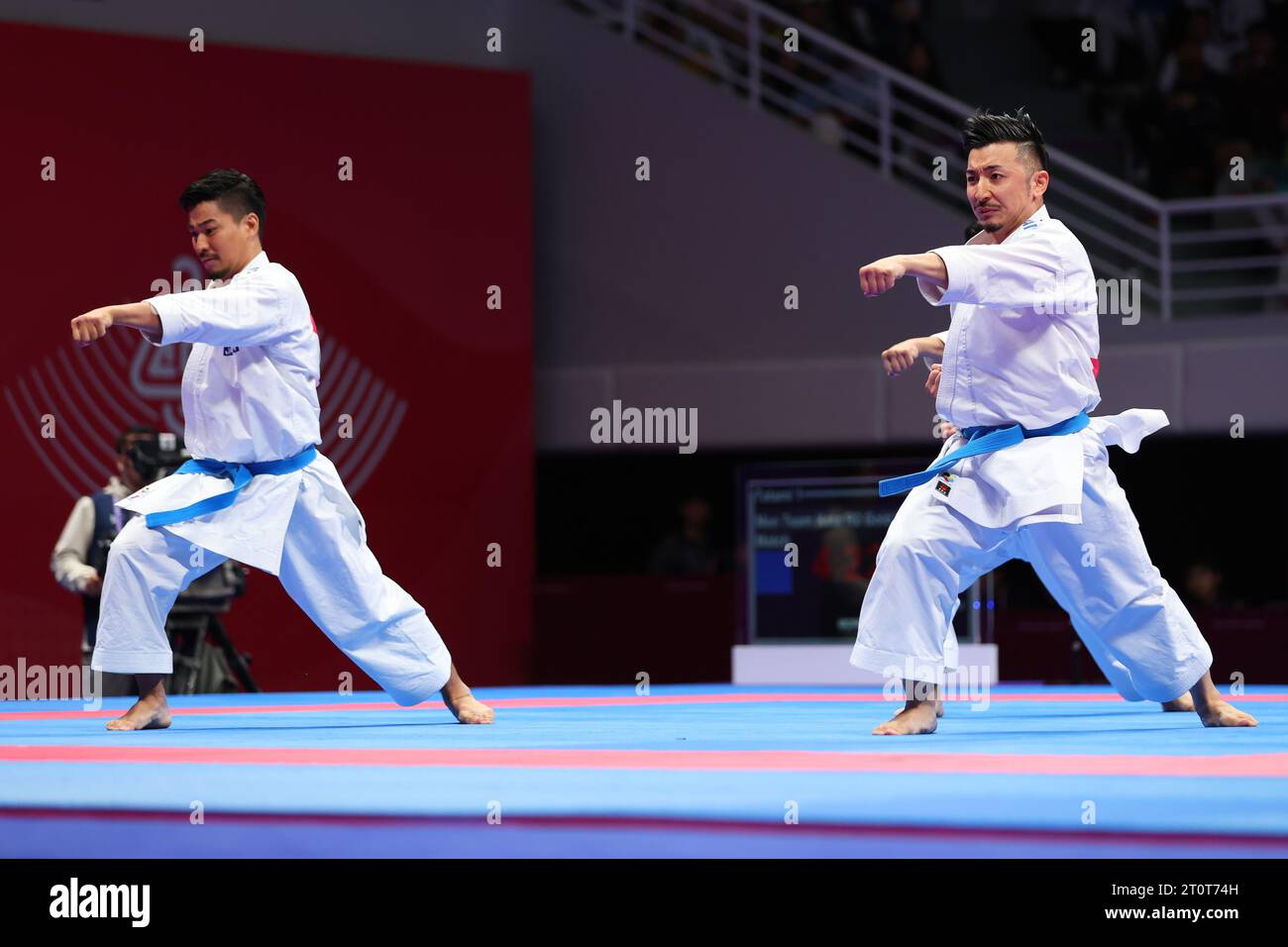 Hangzhou, China. 8th Oct, 2023. Ryuji Moto & Kazumasa Moto & Koji Arimoto (JPN) Karate : Men's ...