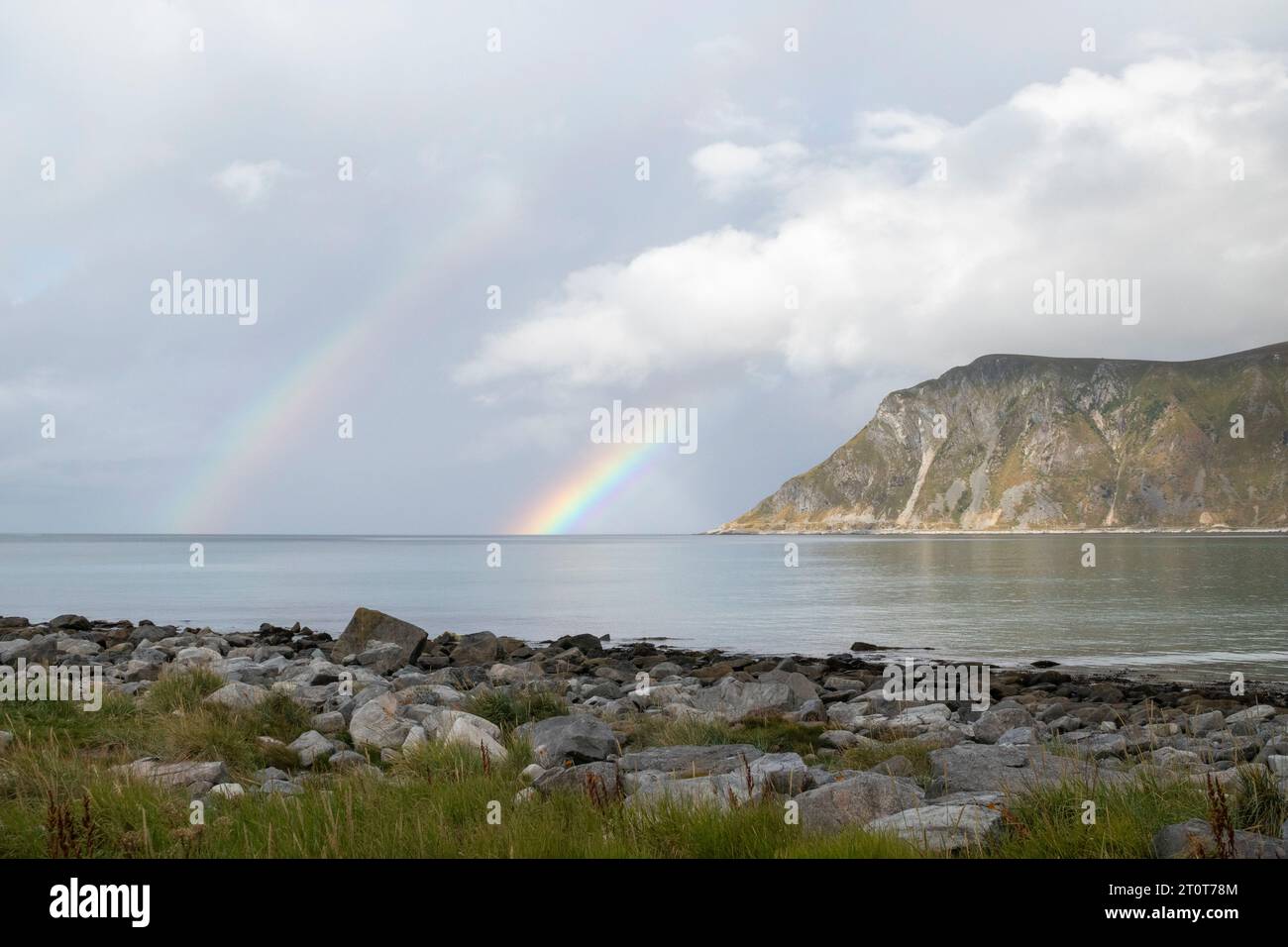 Double rainbow at Flakstad, Lofoten Islands, Norway Stock Photo - Alamy