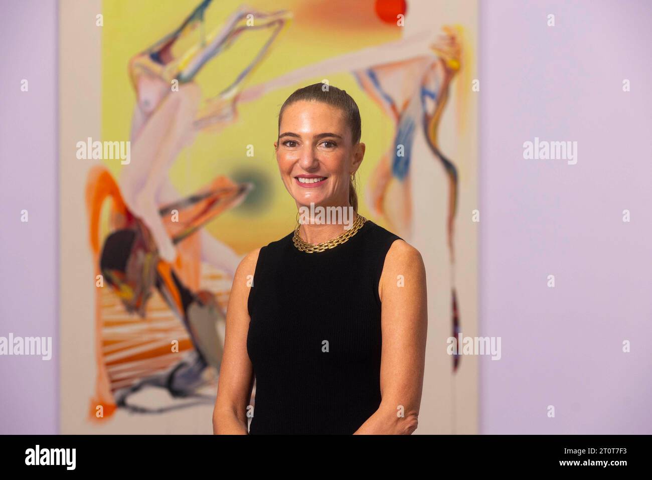 EDITORIAL USE ONLY Gallerist Pilar Corrias in front of "Fog, 2023" by ...