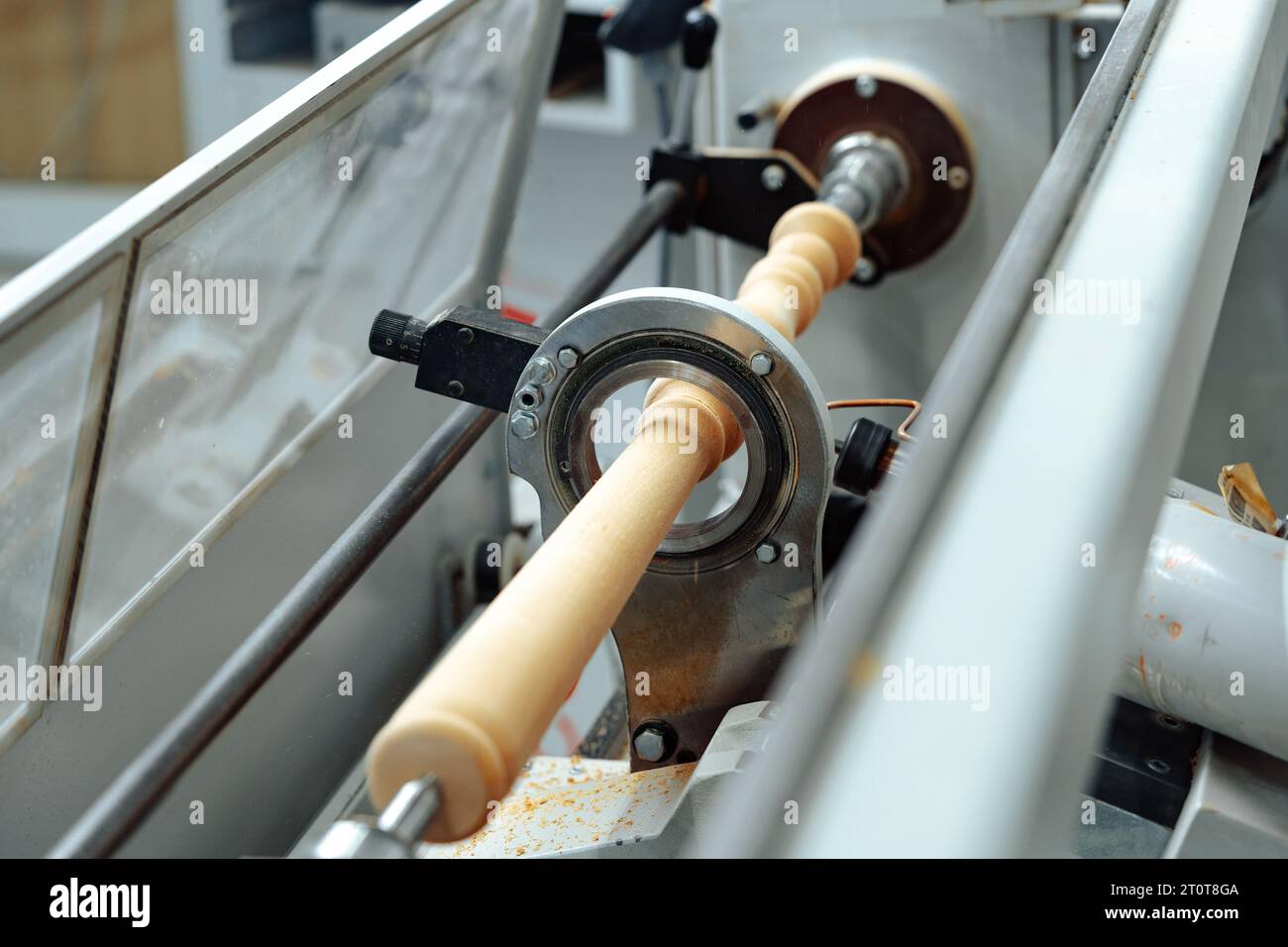 Process of making balusters from wood in furniture manufacture Stock ...