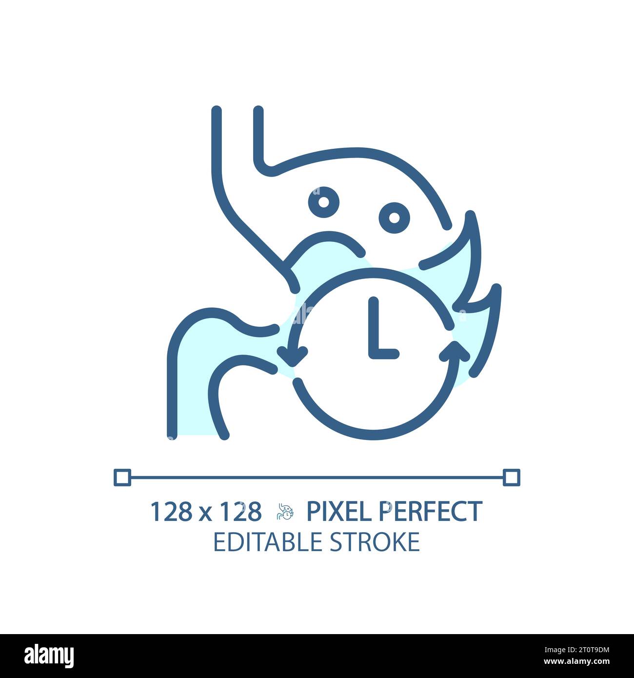 2D customizable thin line blue stomach with time icon Stock Vector ...