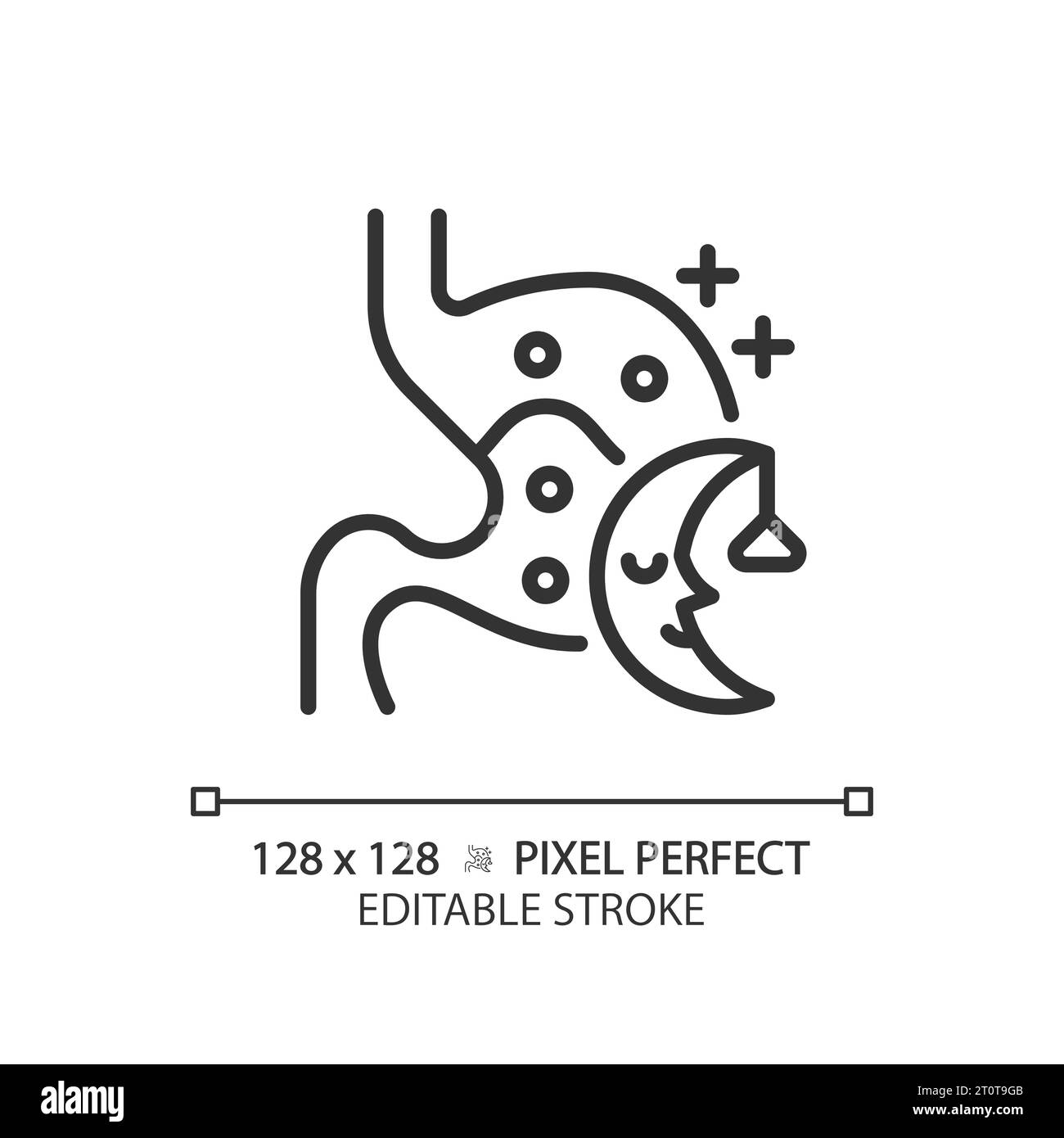 2D thin line black digestive system with sleep icon Stock Vector Image ...