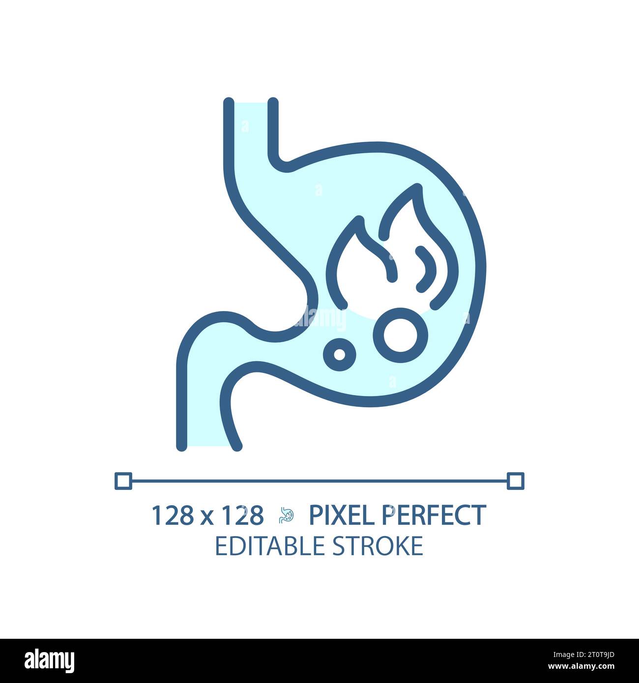 2D customizable thin line blue burning stomach icon Stock Vector Image ...