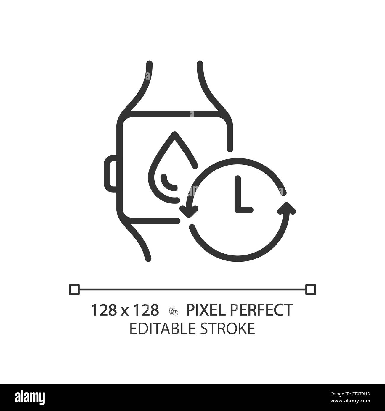 2D thin line black smartwatch with water icon Stock Vector Image & Art ...