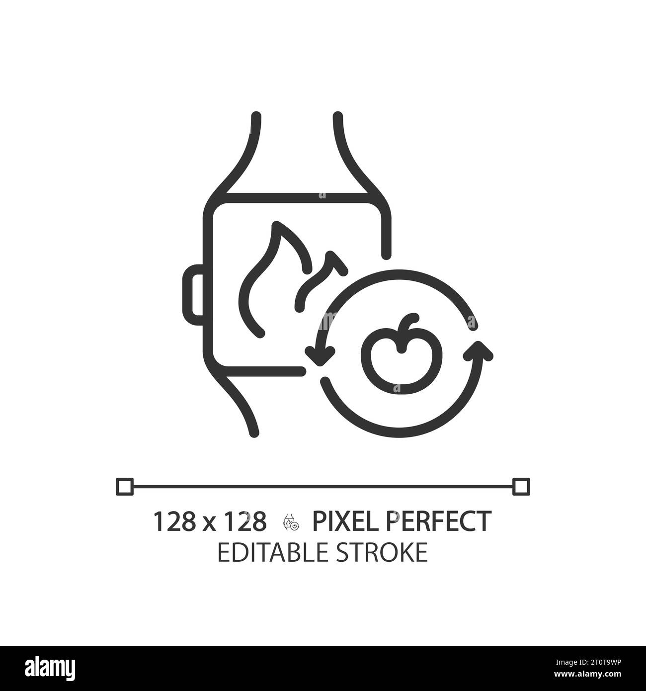 2D customizable thin line black smartwatch with fruit icon Stock Vector ...