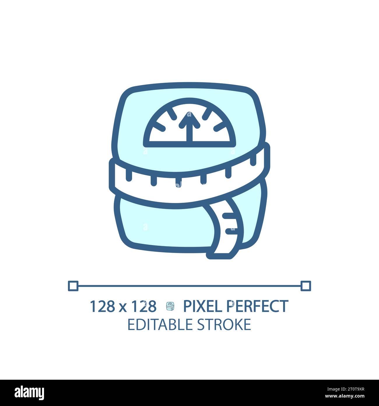 2D thin line blue weight scale with tape measure icon Stock Vector ...