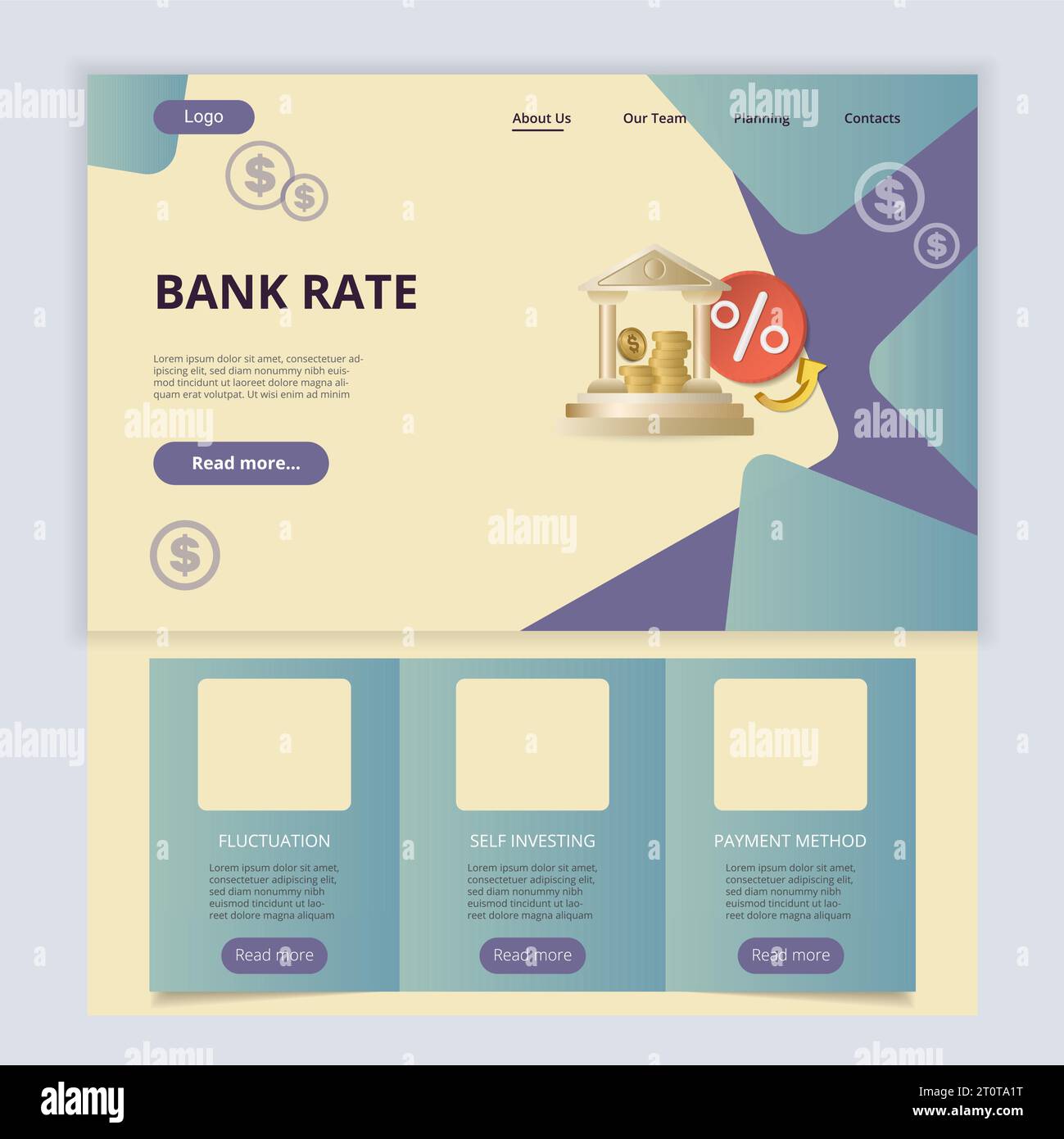 Bank rate flat landing page website template. Fluctuation, self ...