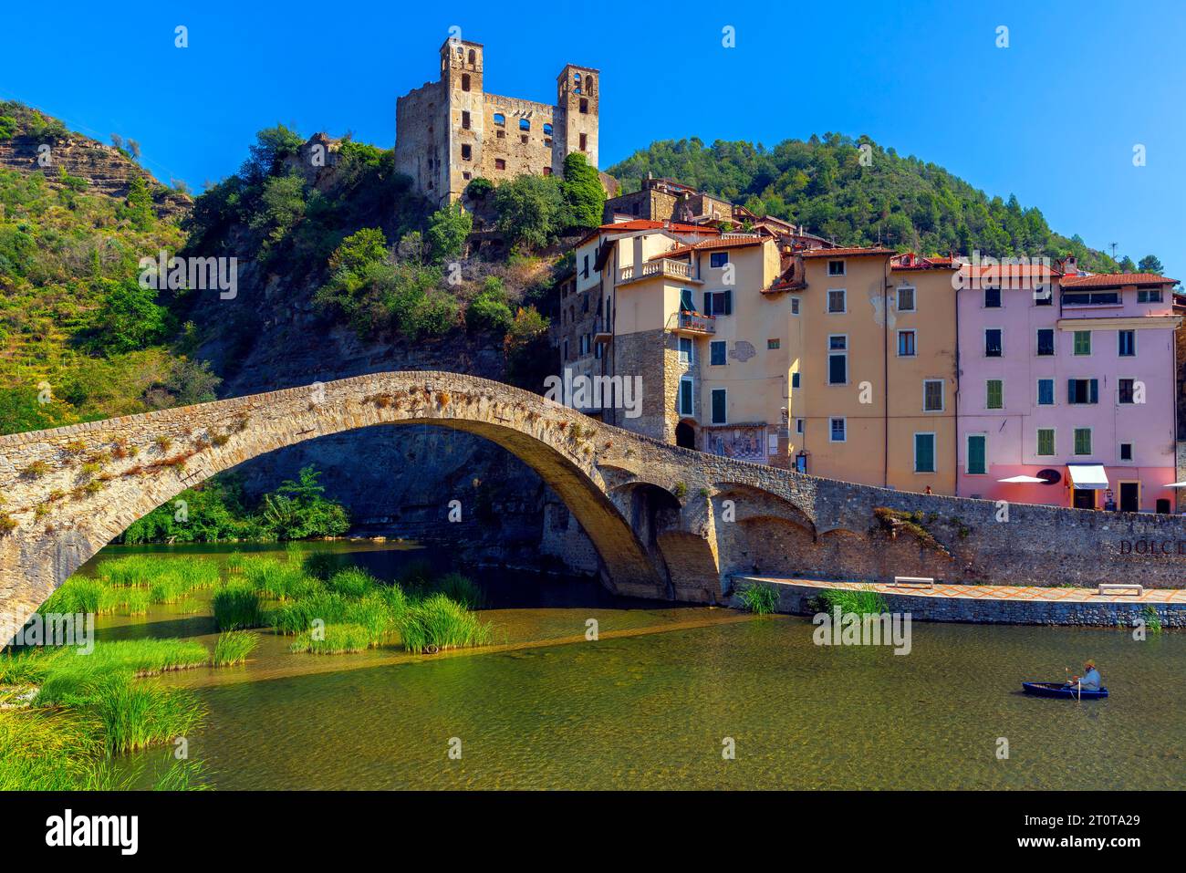 Dolceacqua old town on the river Nervia in the Province of Imperia in ...