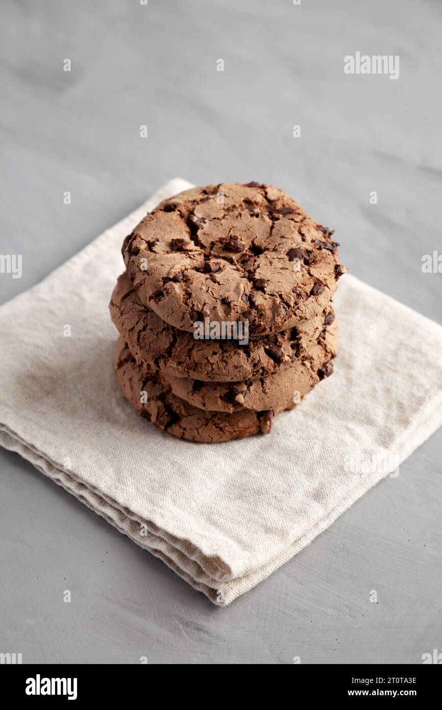 Fresh Dark Chocolate Chip Cookies, side view Stock Photo - Alamy