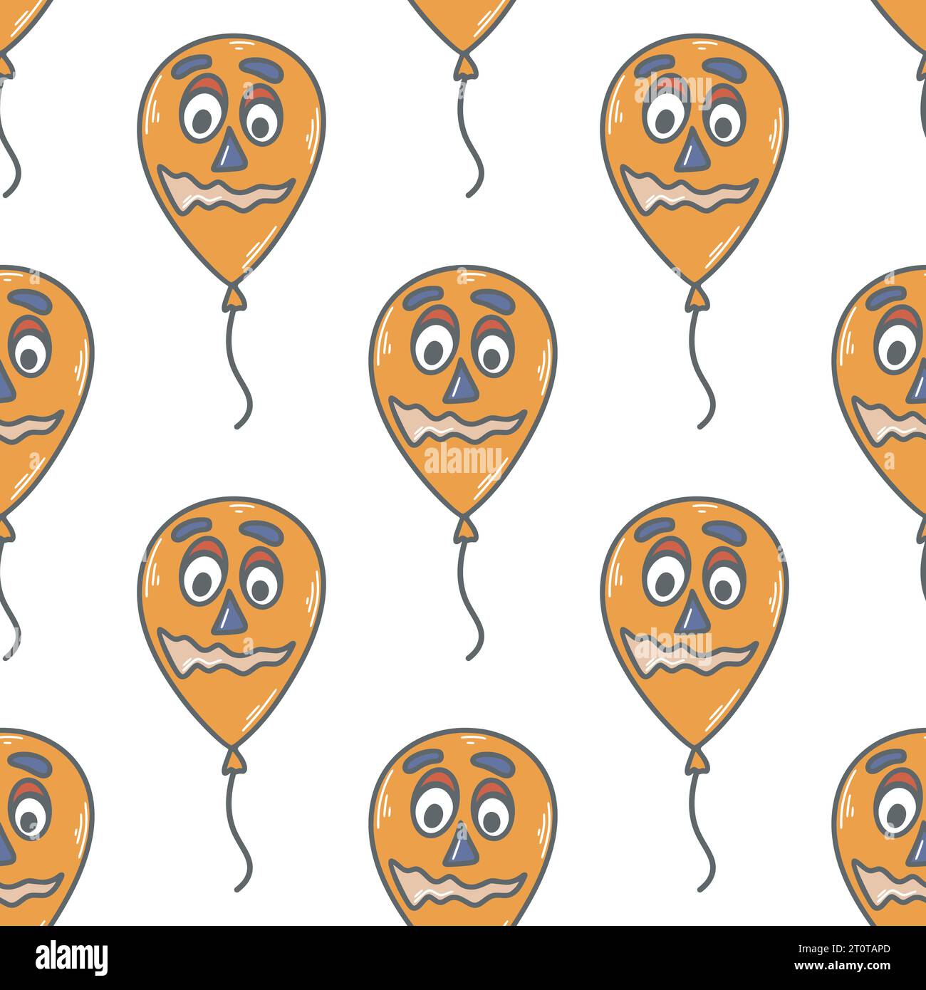 Balloon with faces seamless pattern. Background with balloons characters. Print for textile ...
