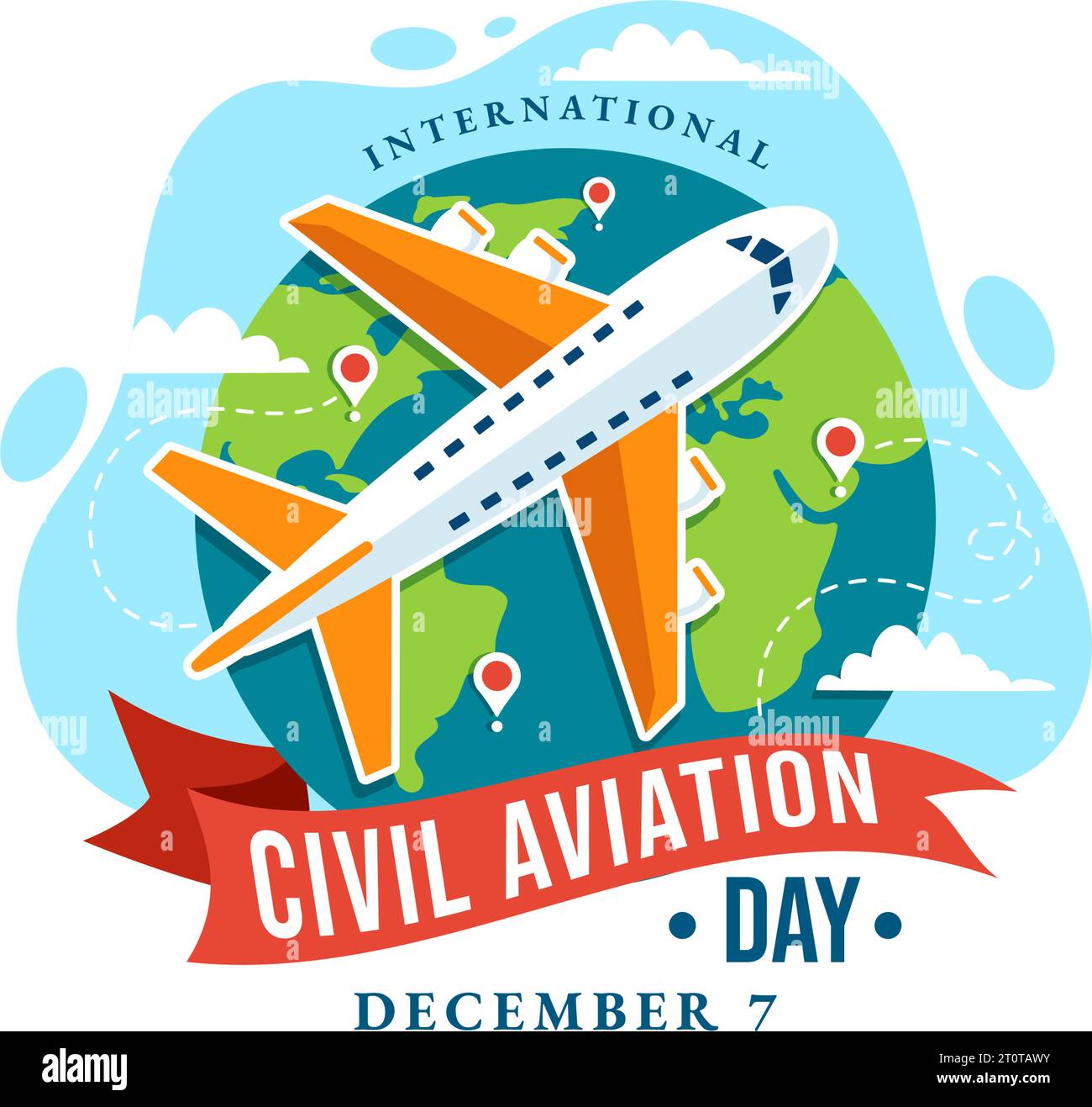 International Civil Aviation Day Vector Illustration on 7 December with ...