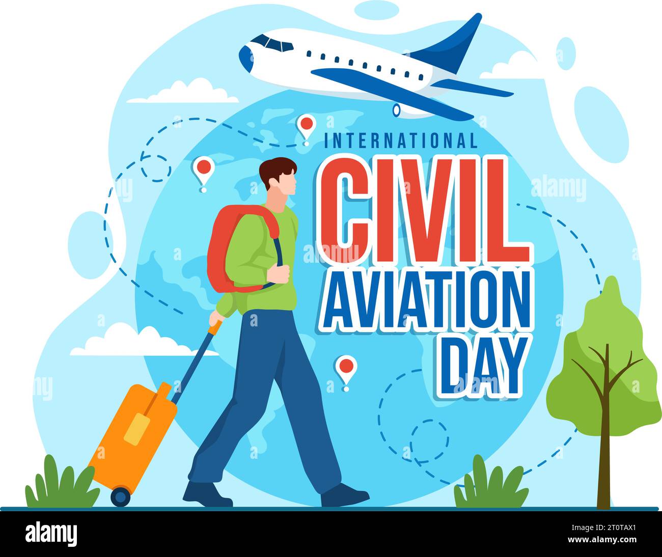International Civil Aviation Day Vector Illustration on 7 December with ...