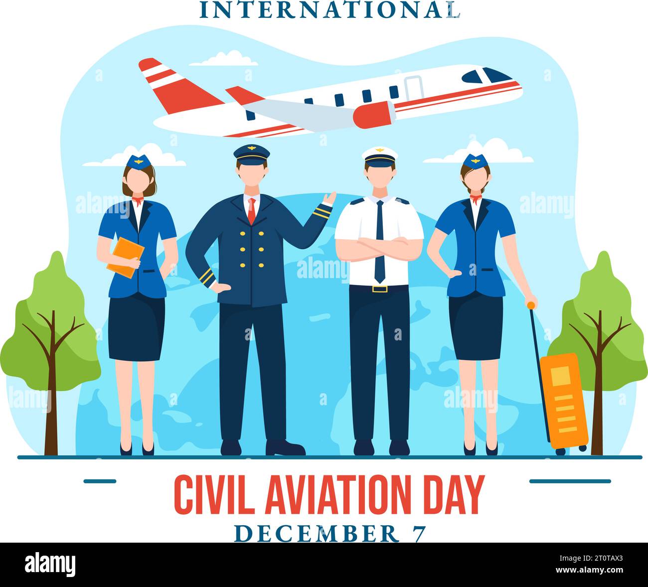 International Civil Aviation Day Vector Illustration on 7 December with ...