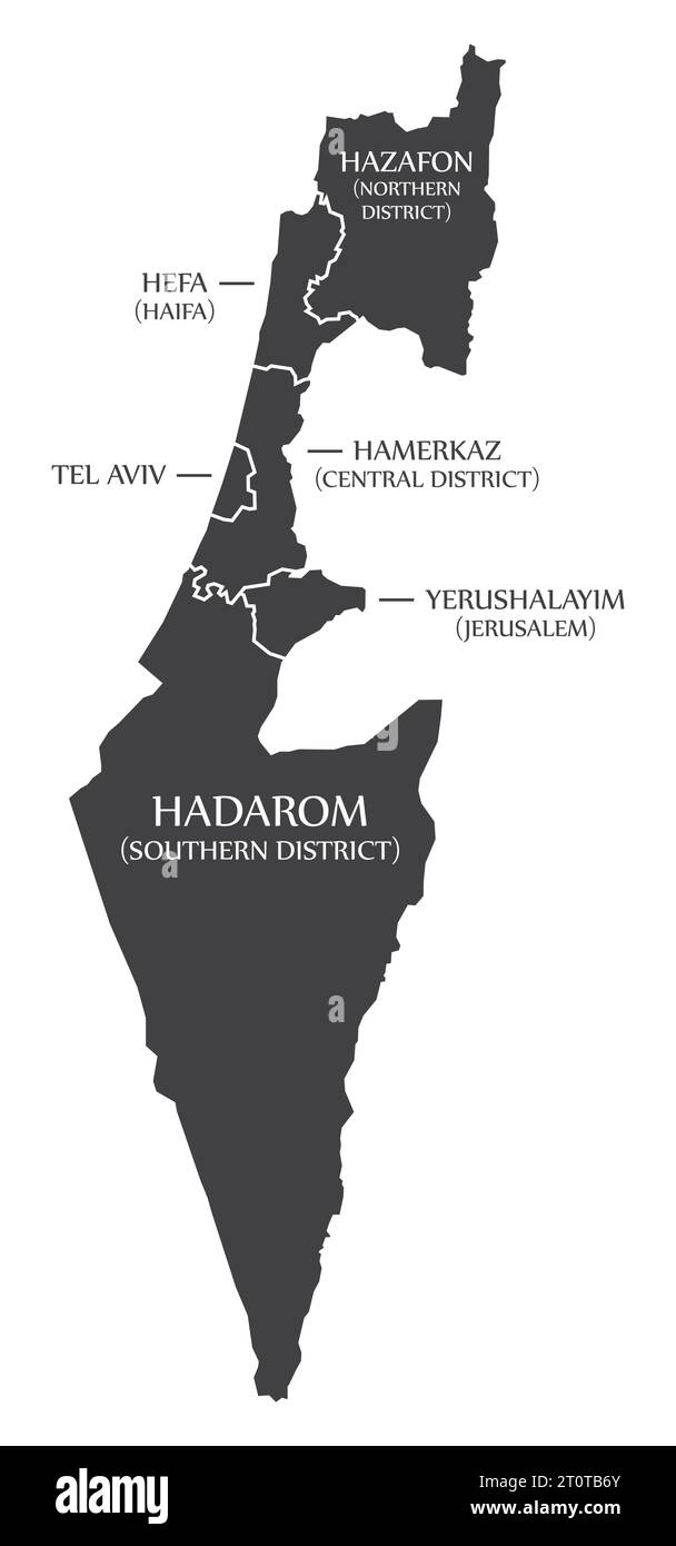 Israel Map with states and labels black Stock Vector Image & Art - Alamy