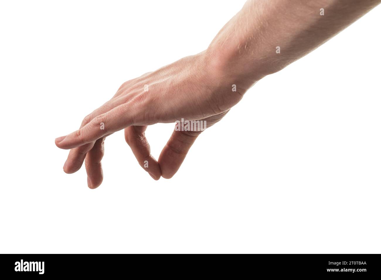 Man hand pick something with fingers isolated on white background Stock ...