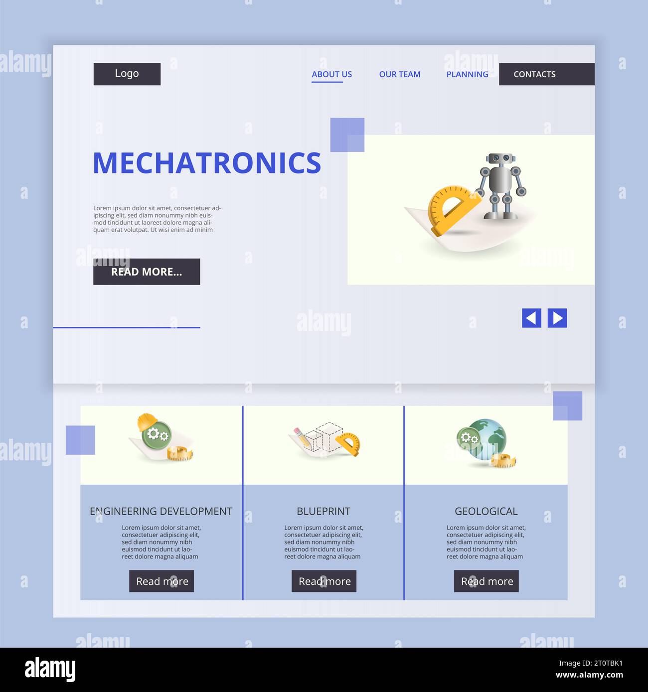 Mechatronics flat landing page website template. Engineering ...