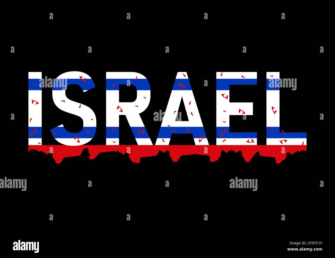 Bloody text in national flag color of Israel. Concept of Hamas war ...