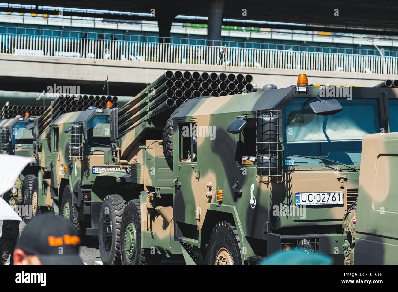 08.16.2023 Warsaw, Poland. Several HIMARS vehicles in the open air ...