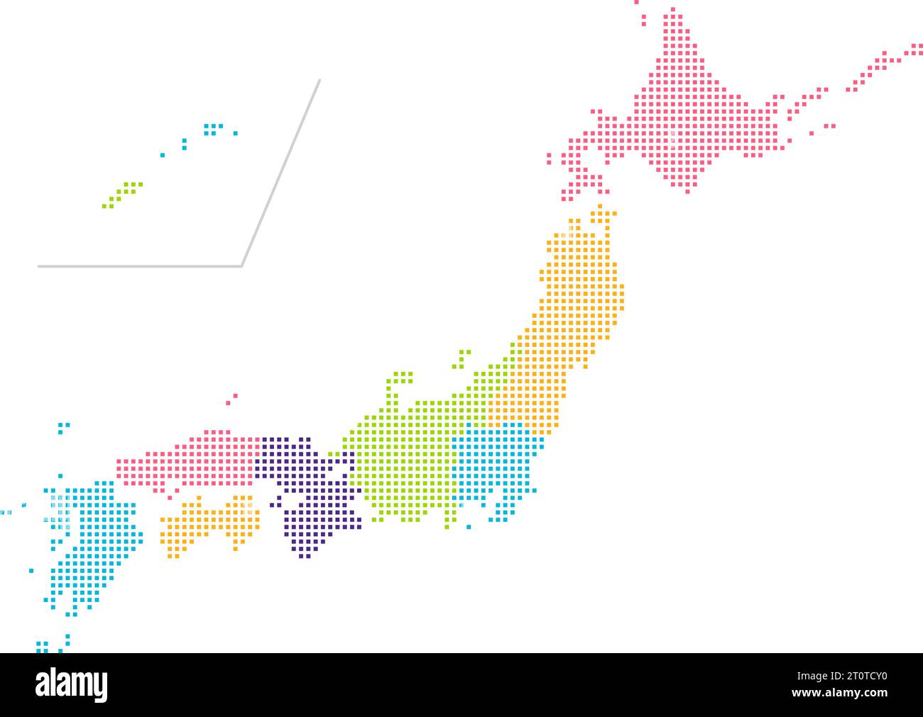 Vector illustration of Japan map (map drawn with square dots ...