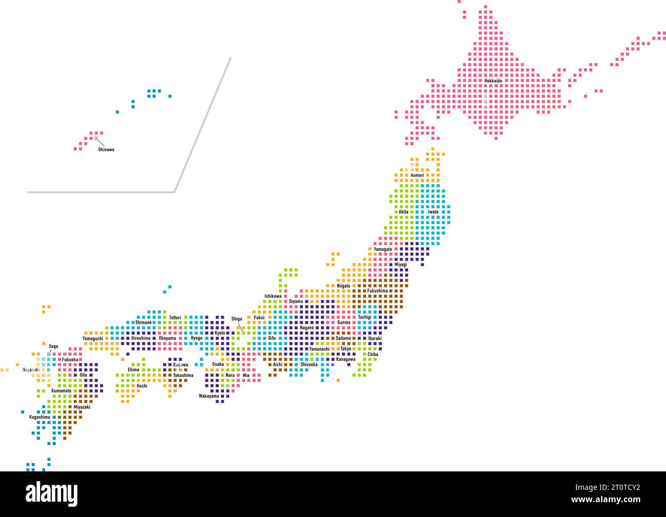 Vector illustration of Japan map (map drawn with square dots) | Colors ...