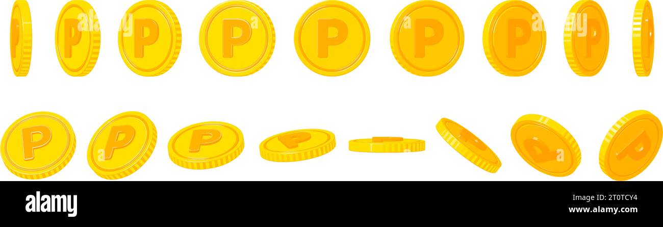 Coin illustrations from various angles ( P mark Stock Vector Image ...